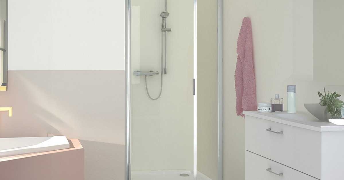 Hinged door Individual 2.0 with fixed panel in-line for niche ...